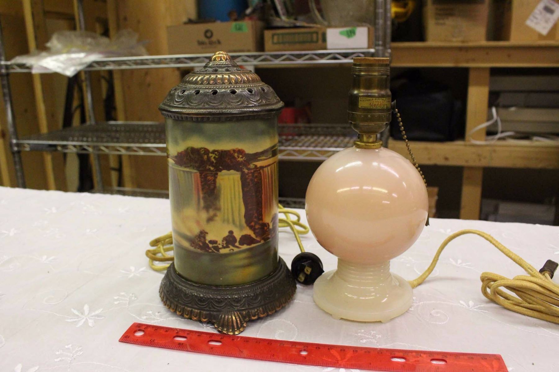 Glass Motion Lamp& Aladdin Portable Electric Lamp w/Milk Glass