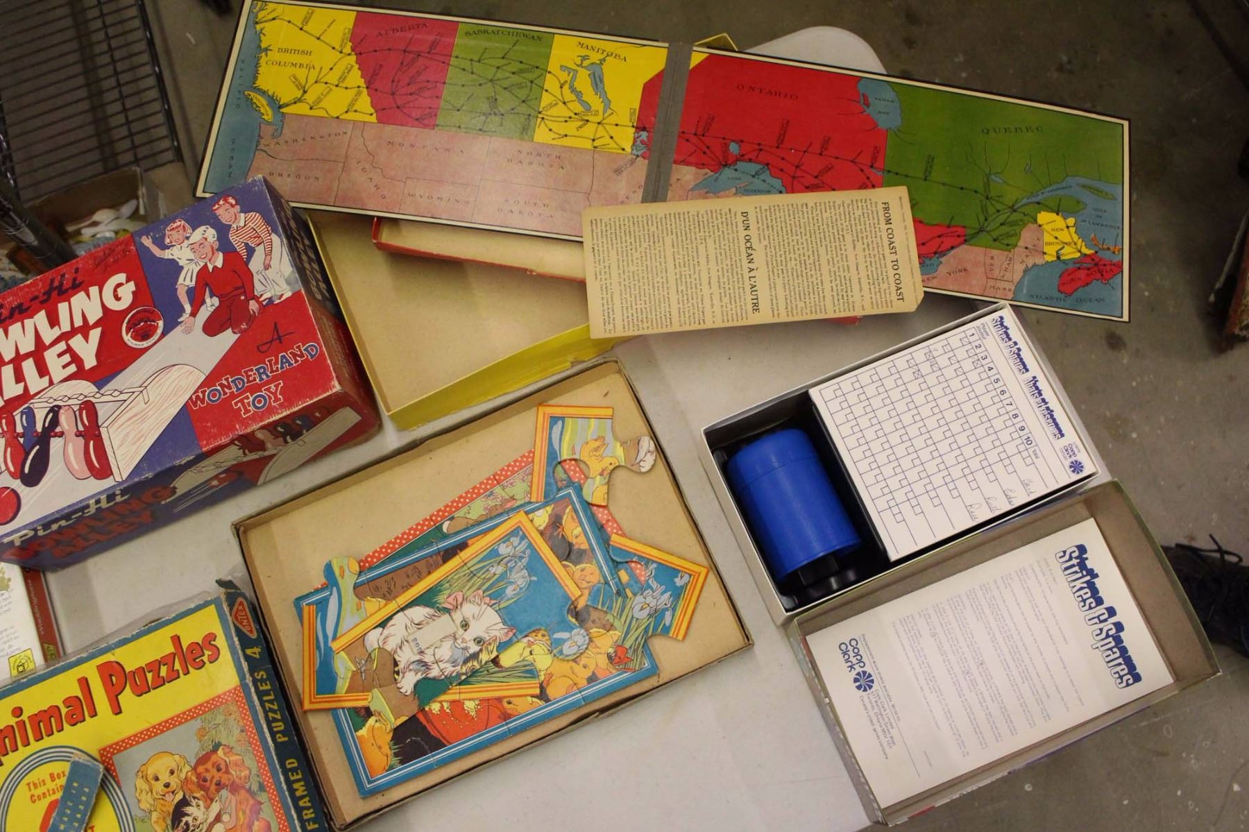 Lot of Vintage Board Games (6)(Pow, Coast to Coast, Bowling Alley ...