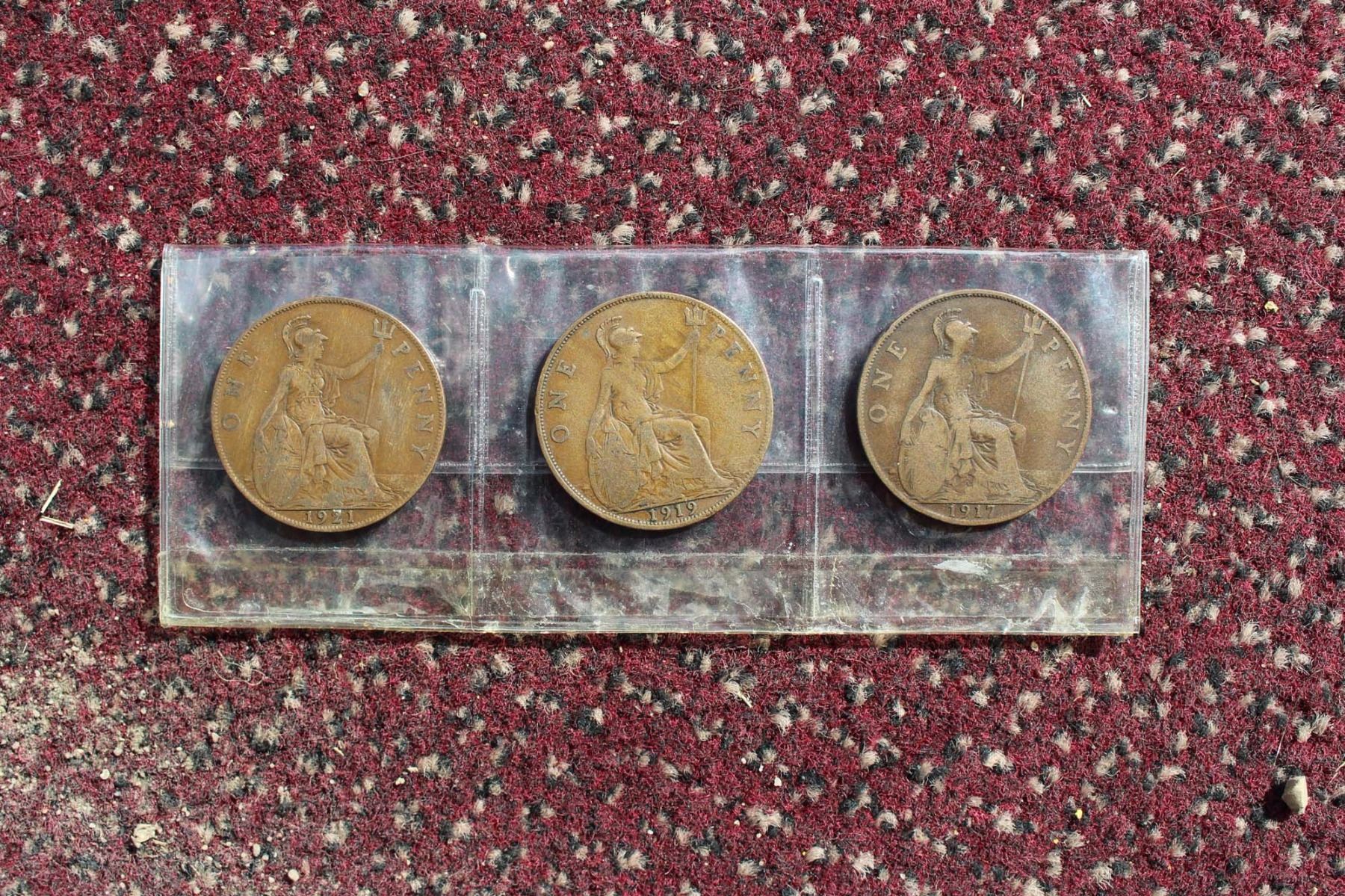 George VI Copper Pennies (3)(1917,1919,1921)