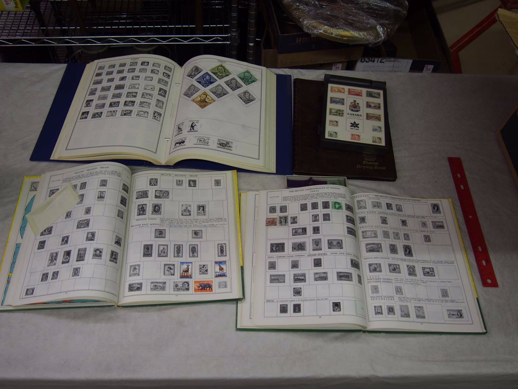 Lot Of Stamp Related (Partial Stamp Albums, Stamp Necklace, Stamp ...