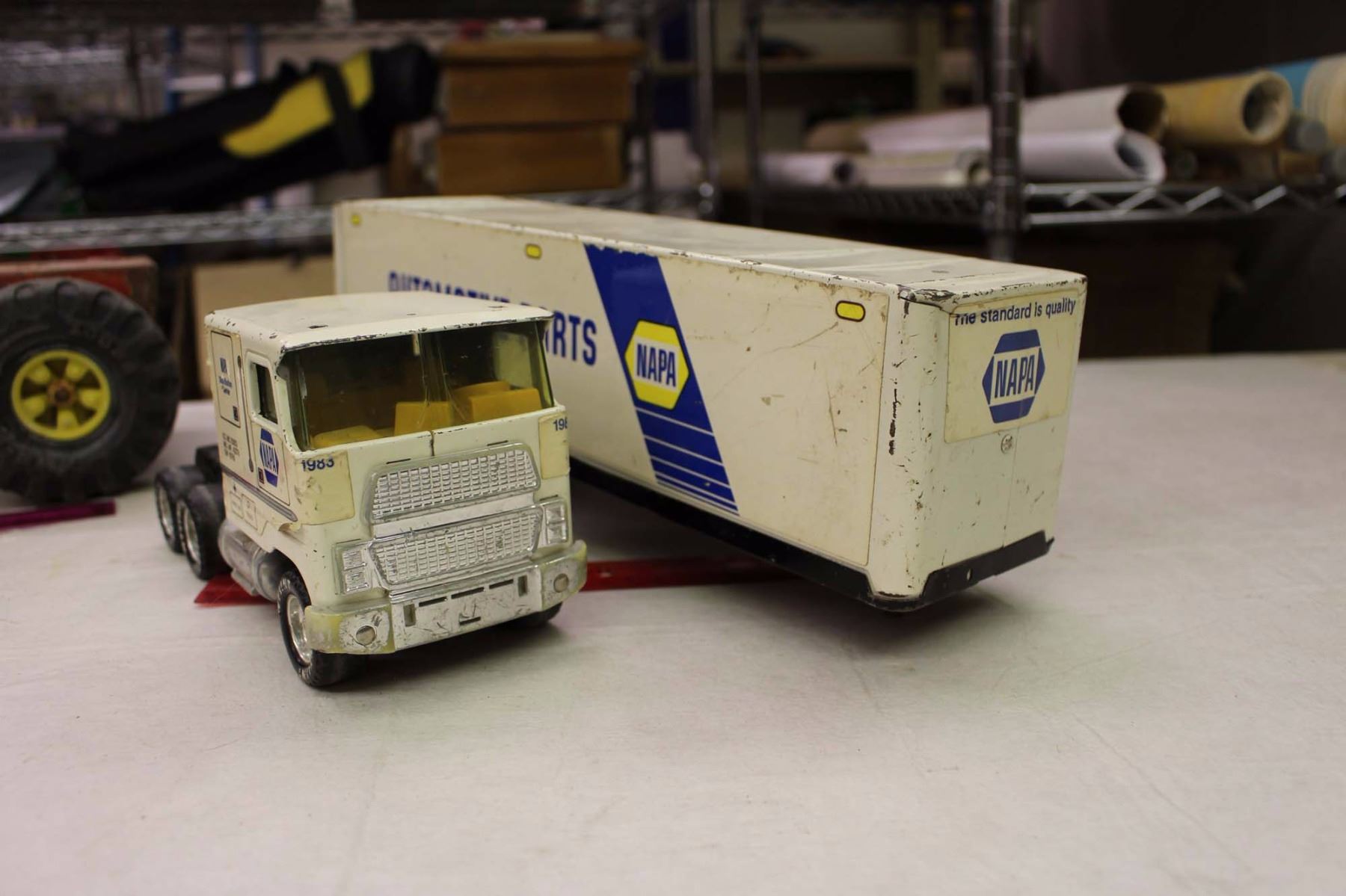 Napa Automotive Parts Toy Truck, Vintage Toy Tractor& Rubber Tire Ashtray