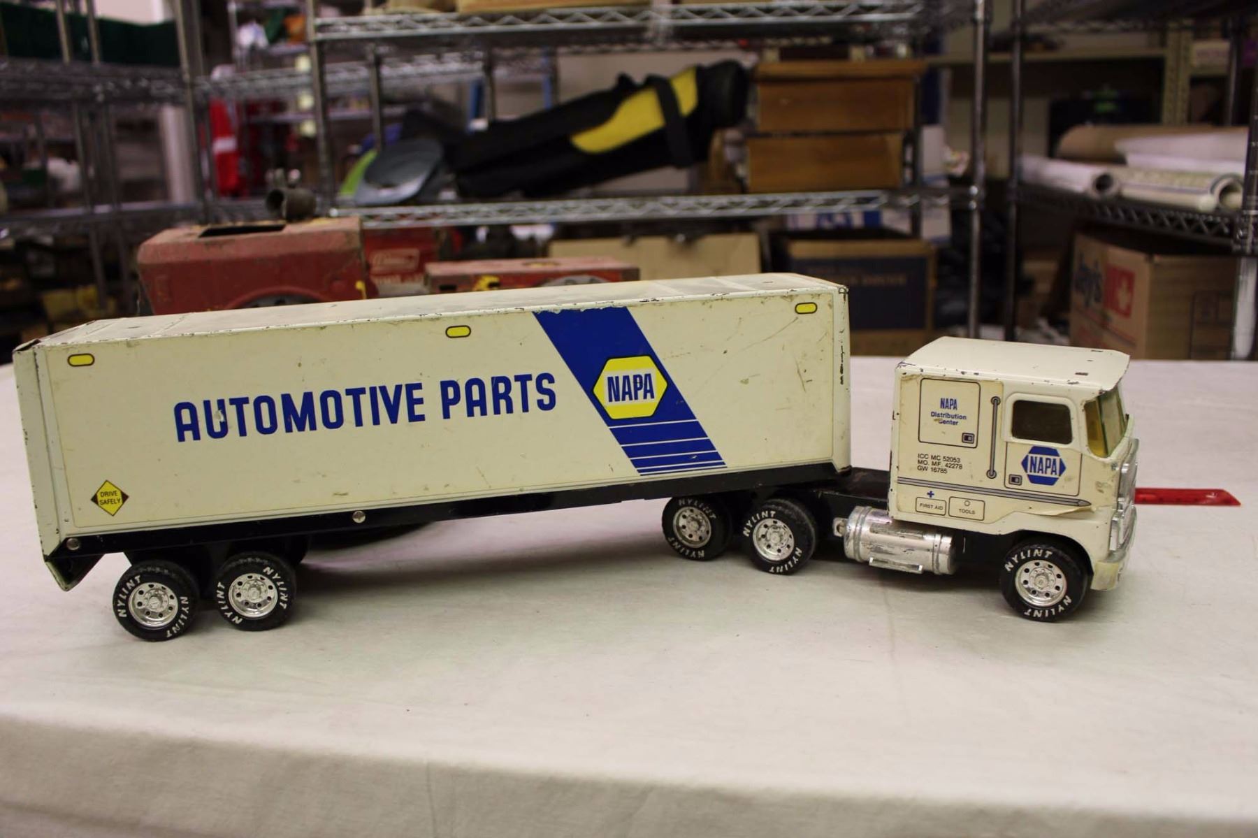 Napa Automotive Parts Toy Truck, Vintage Toy Tractor& Rubber Tire Ashtray