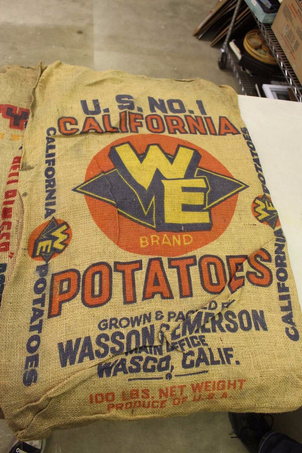 Lot Of Vintage Sacks (5) (Oat Husks, Potatoes)