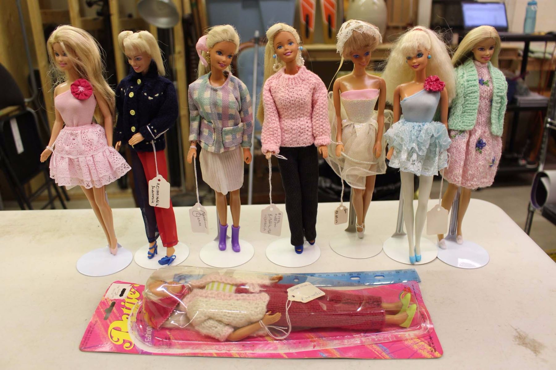 Lot Of Vintage Barbie & Toy Dolls (8) (7 On Stands)