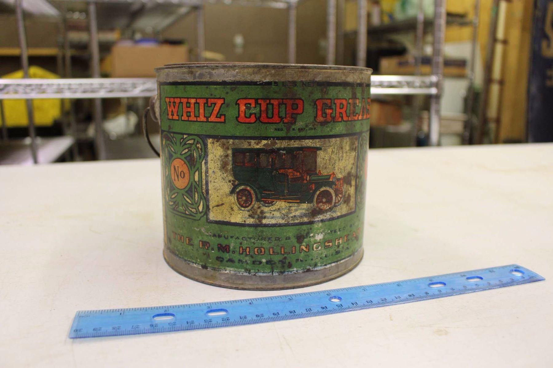 Whiz Cup Grease Pail The R.M. Hollingshead Co. (5 Lbs. Net)(Empty)