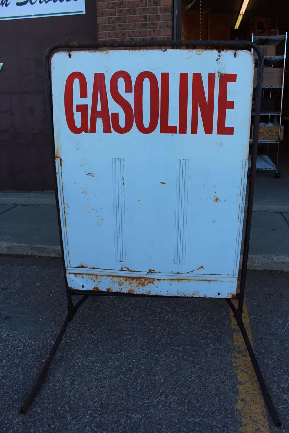 Tin Gasoline Sign With Stand (39"x60")