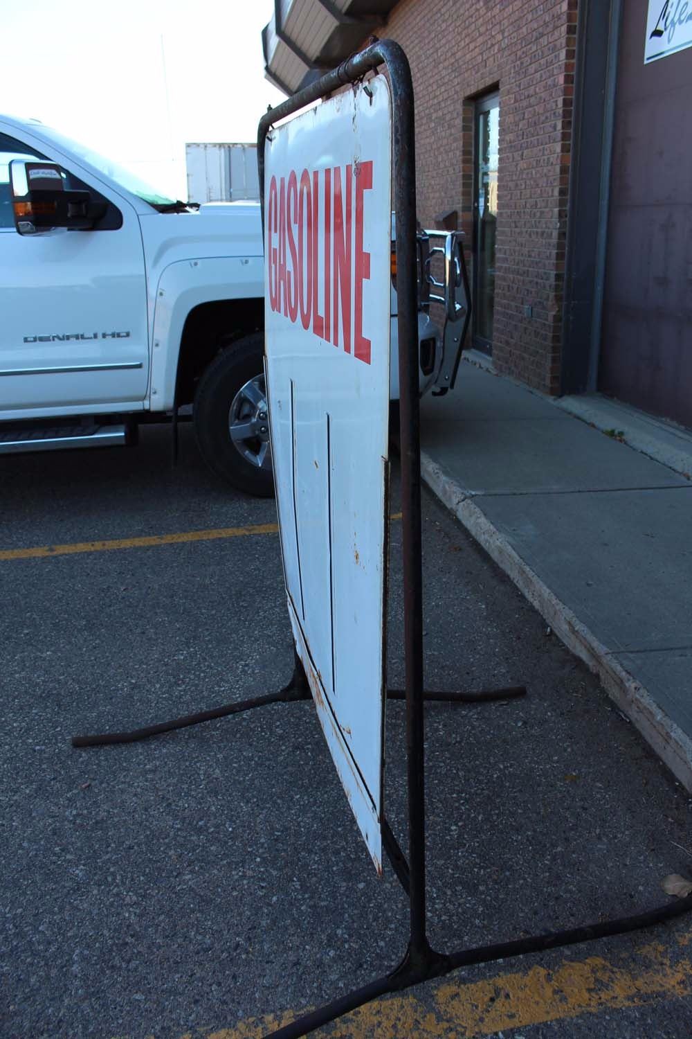 Tin Gasoline Sign With Stand (39"x60")
