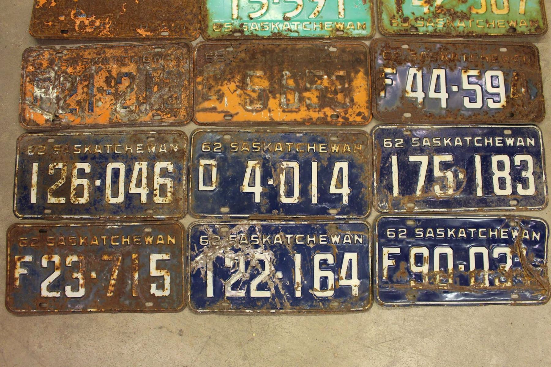 Saskatchewan License Plates (19)(1962(7),1963(3),1965(2),1966(7))