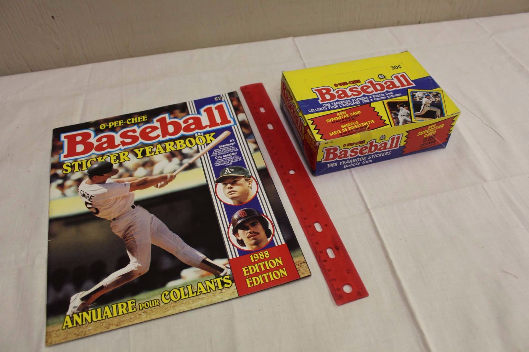 Box of 1988 O-Pee-Chee Baseball Yearbook Stickers & Yearbook Sticker Album