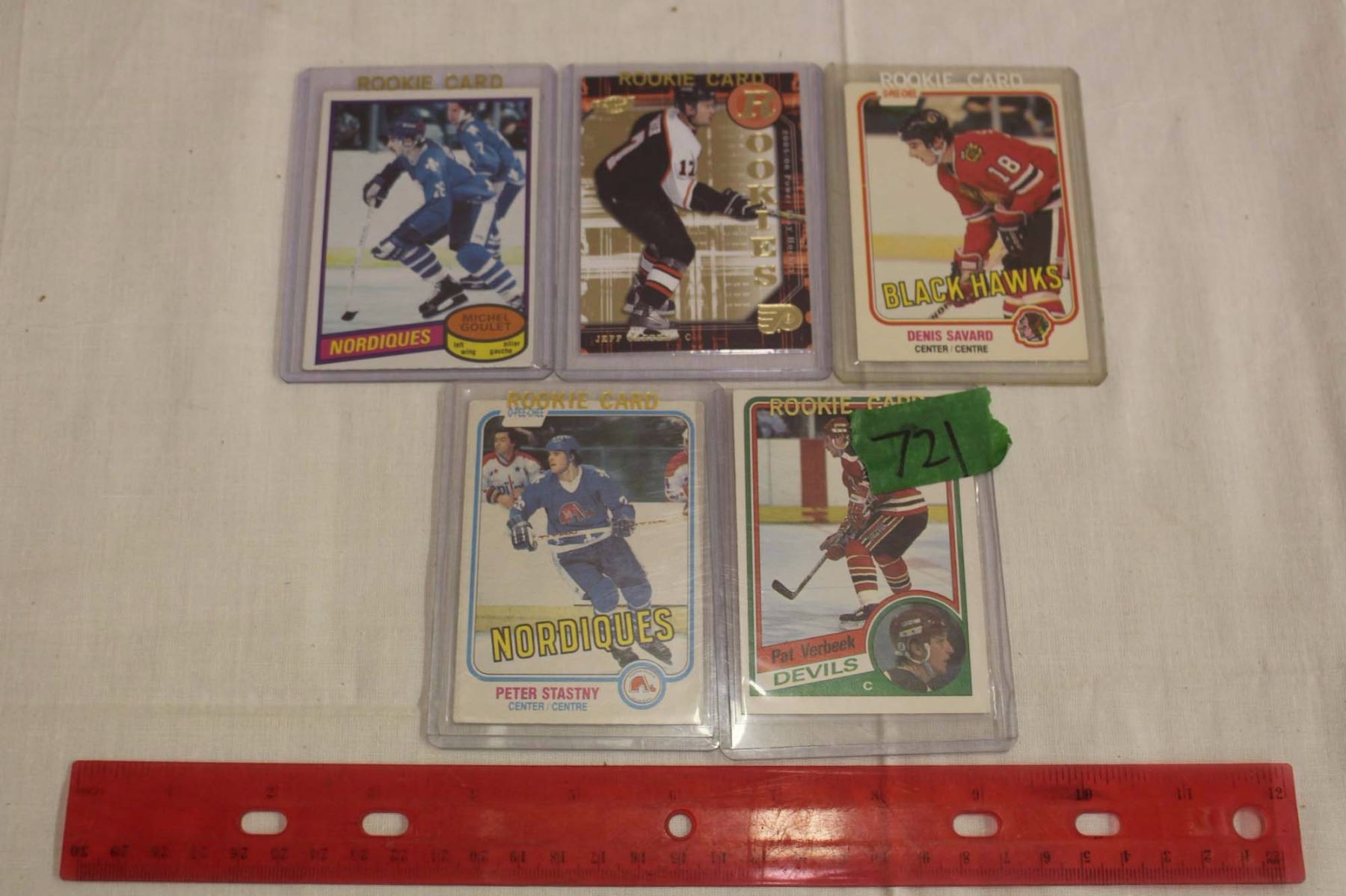Lot of 5 NHL Rookie Cards: Denis Savard, Peter Stastny, Pat Verbeek ...