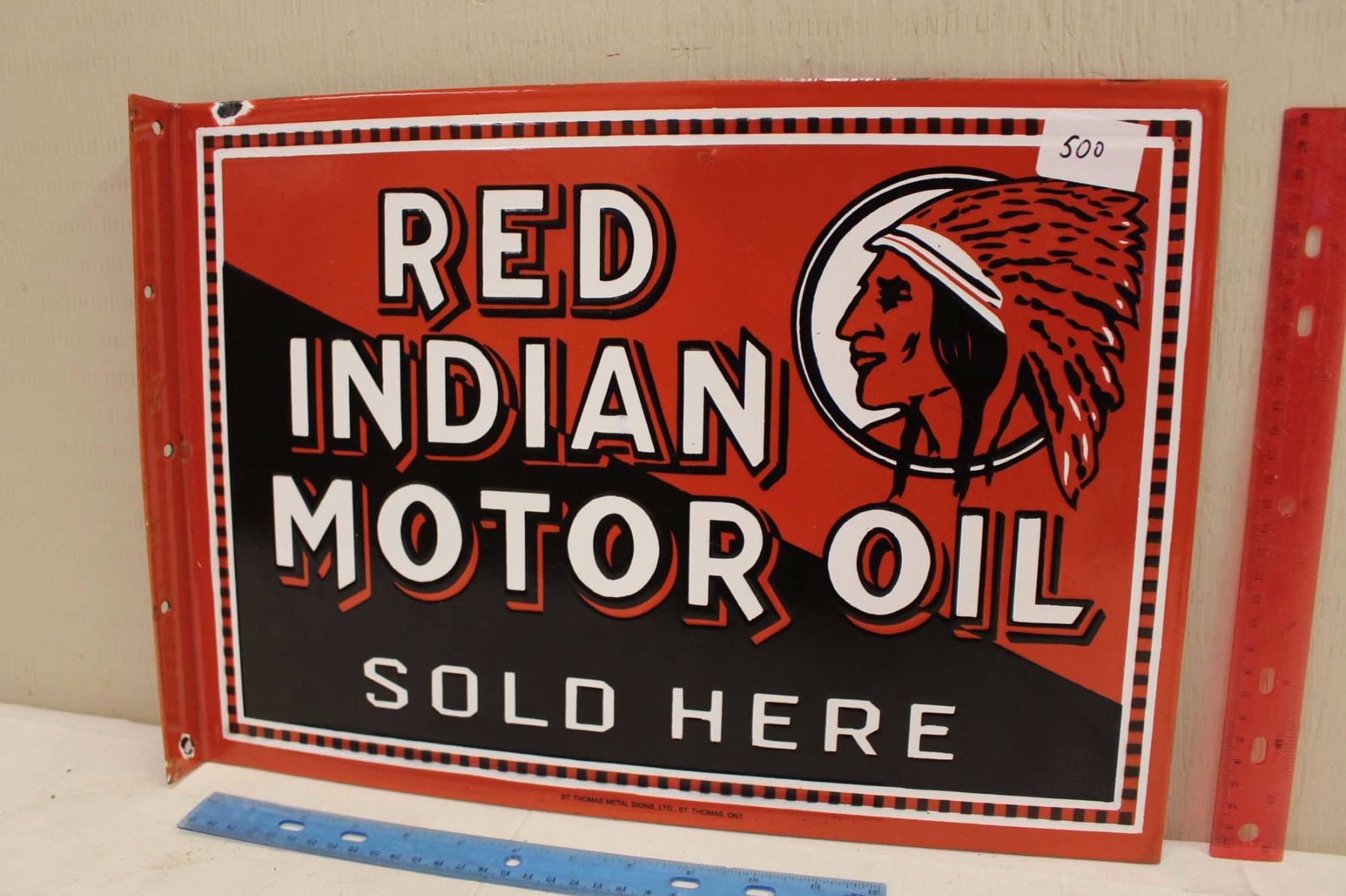 Fantasy Porcelain Red Indian Flange Sign(18”x12.5”)