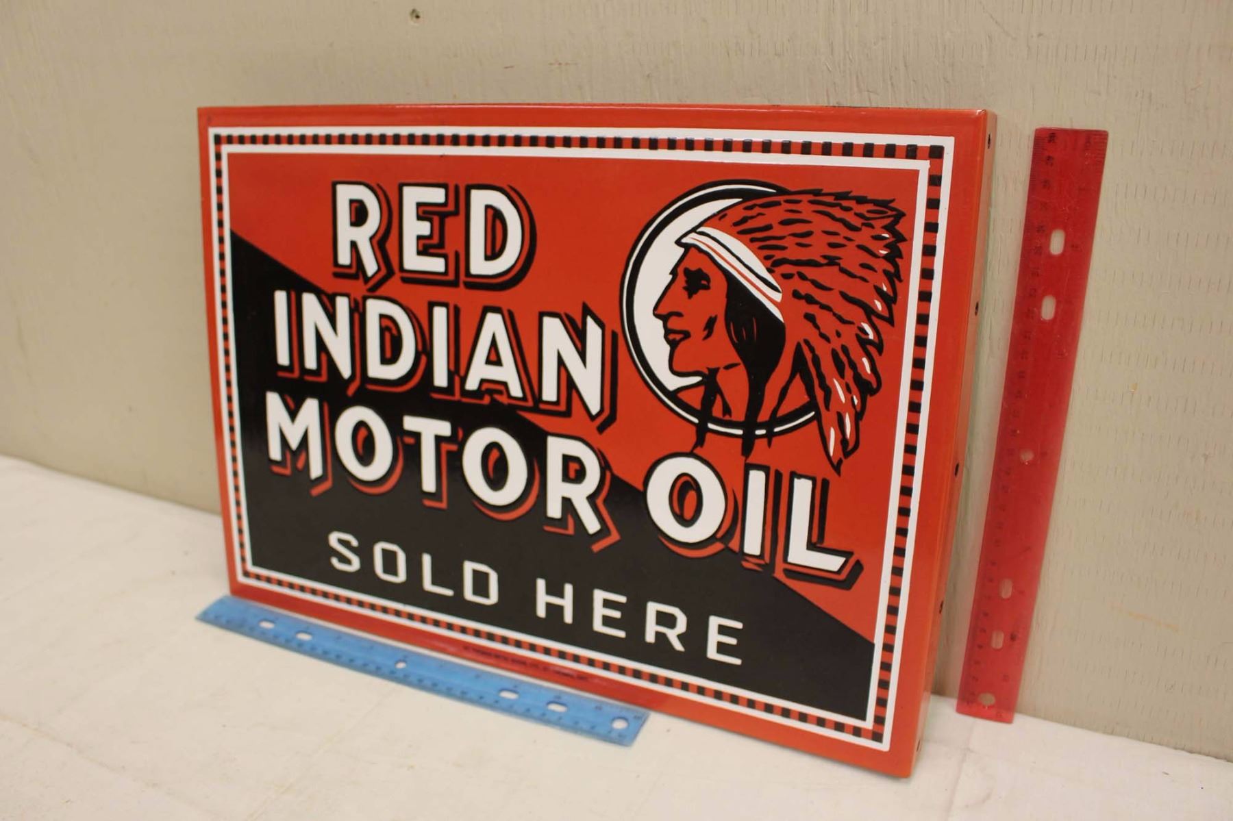 Fantasy Porcelain Red Indian Flange Sign(18”x12.5”)