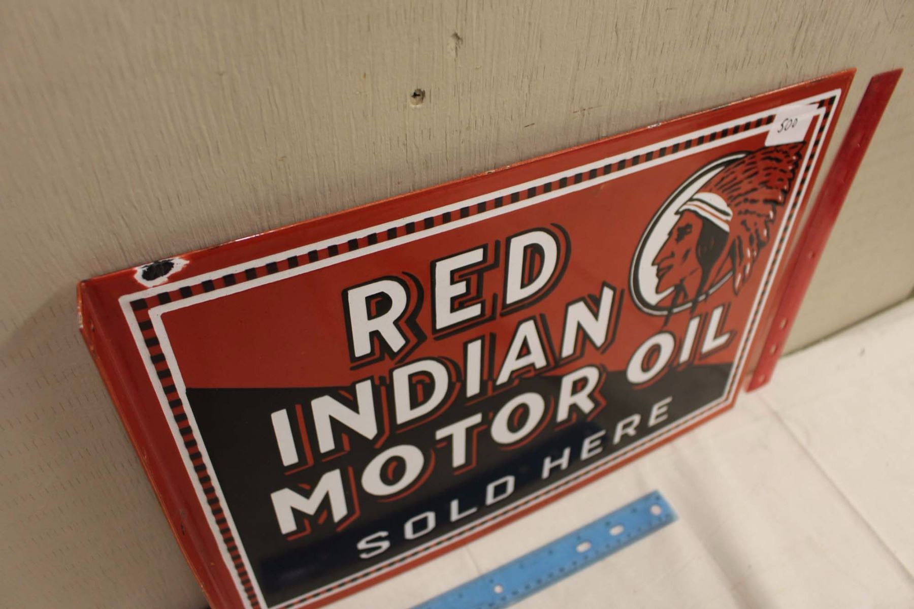 Fantasy Porcelain Red Indian Flange Sign(18”x12.5”)