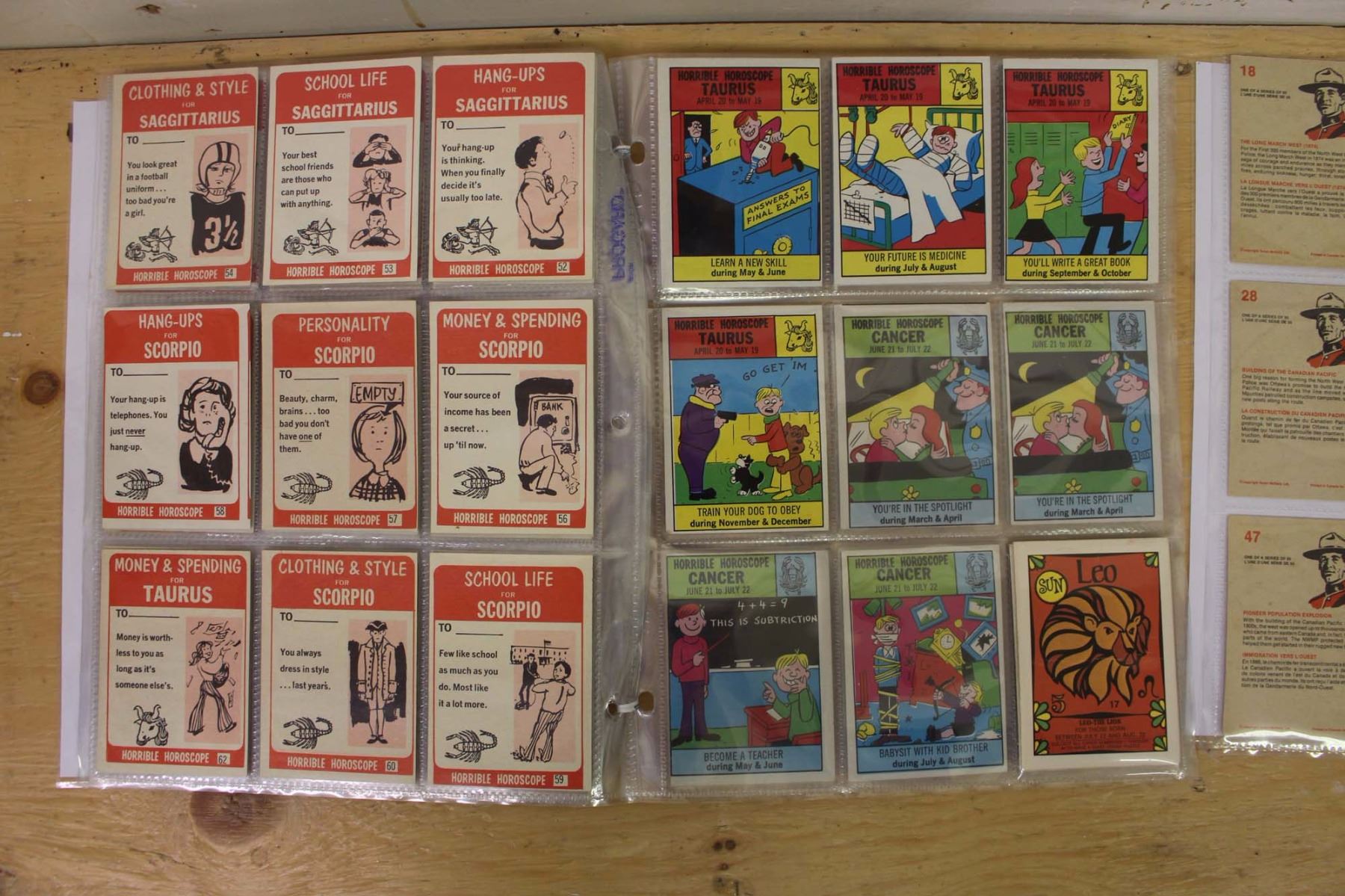 1972 Philly Gum Co. Horrible Horoscope Cards&1973 OPC RCMP Cards