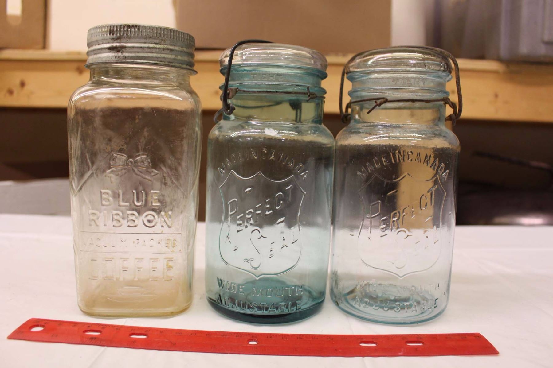 Lot Of Canning Jars (3) (Crown, Perfect Seal, Blue Ribbon)