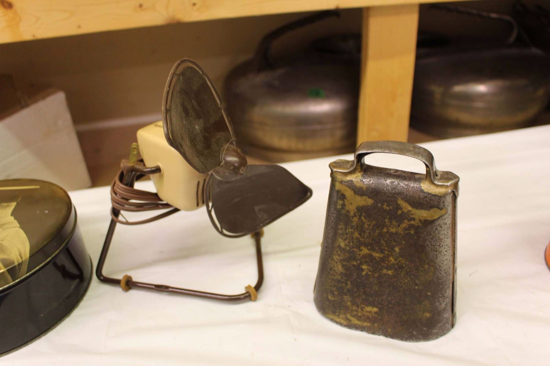 Lot OF Vintage Misc. Gulf Coin Banks, Cowbell, Vintage Fan, Misc