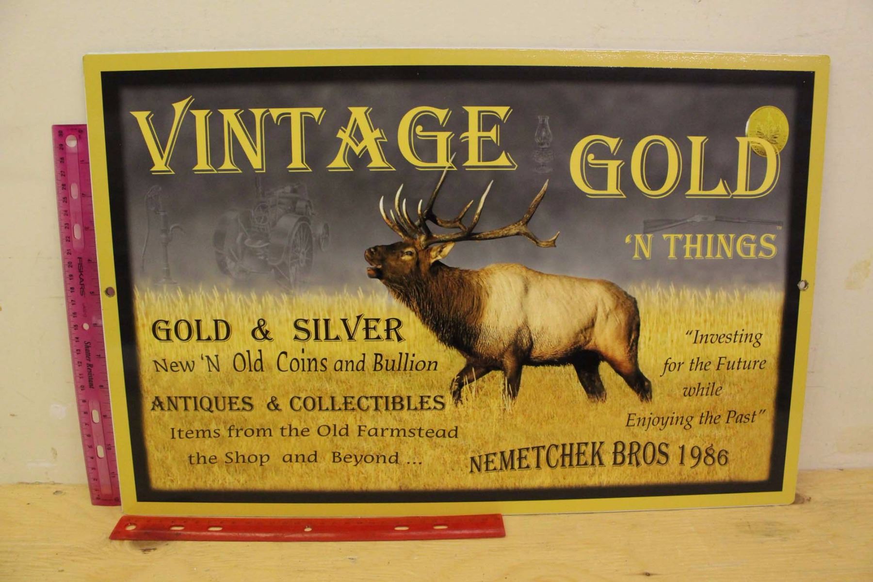 Double Sided Vintage Gold 'N Things' Sign (22"x14.5")