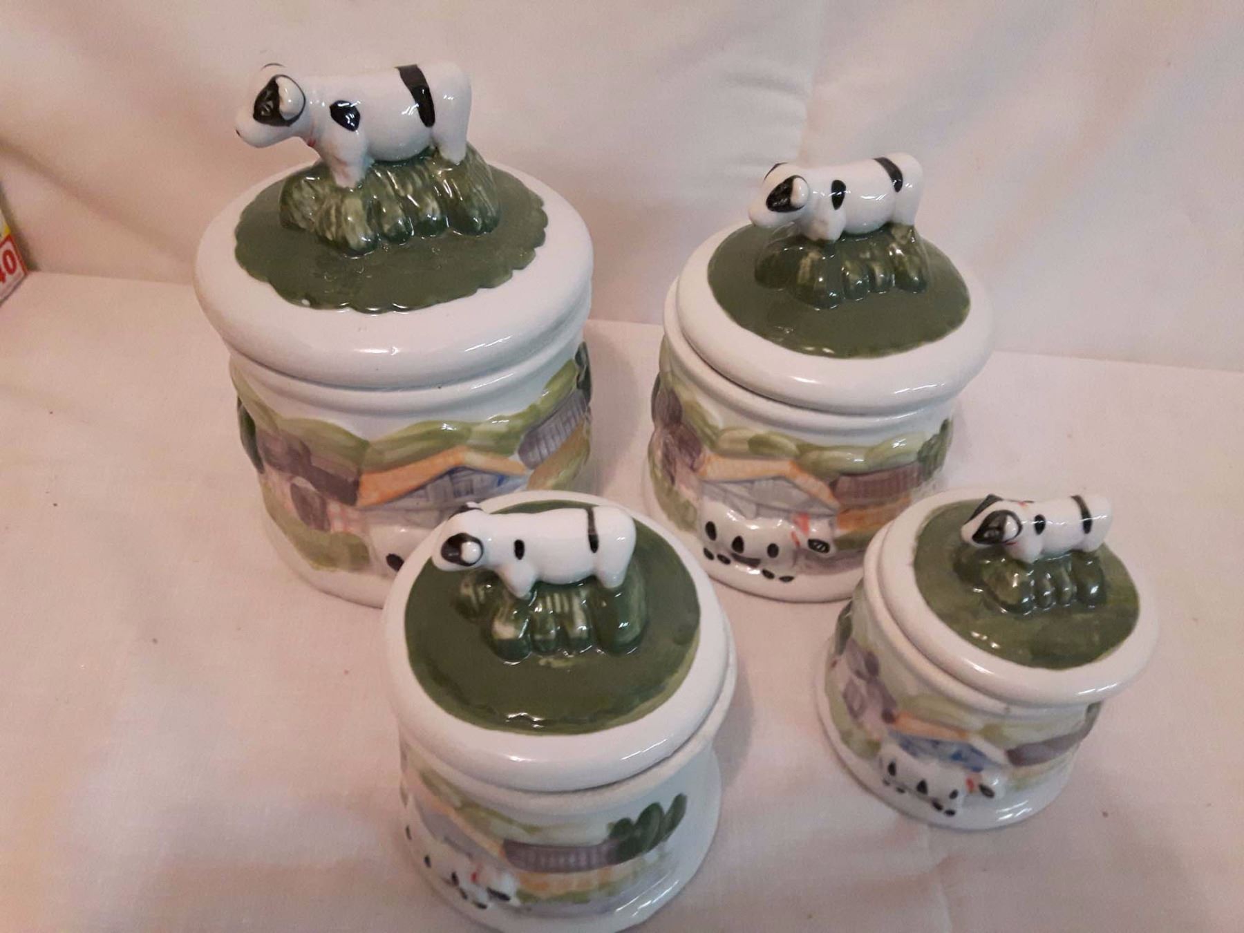 Sheep Canister Set& Ceramic Cow Ornaments
