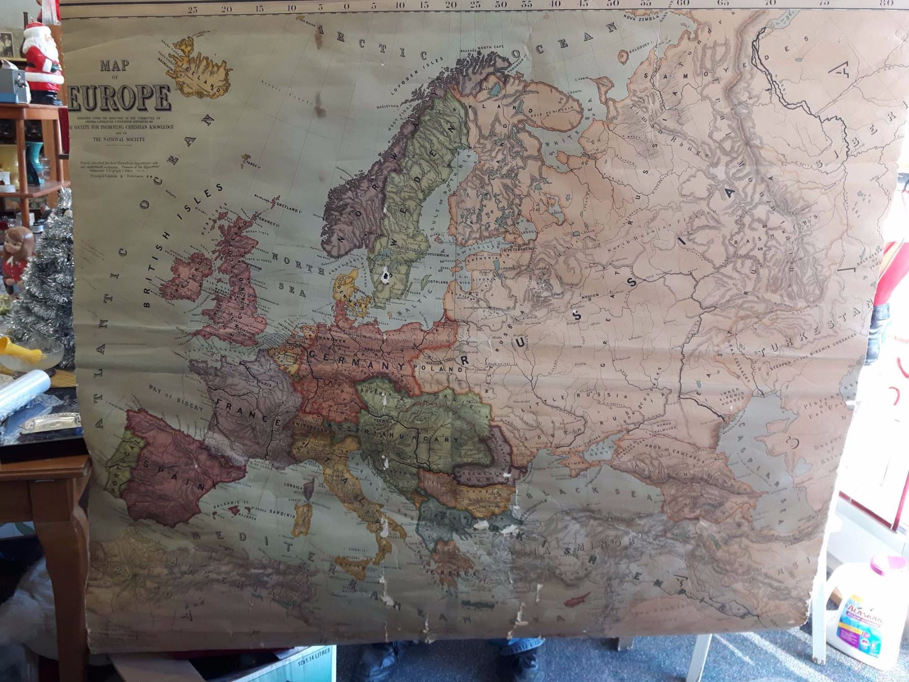 1909 Canvas Map of Europe