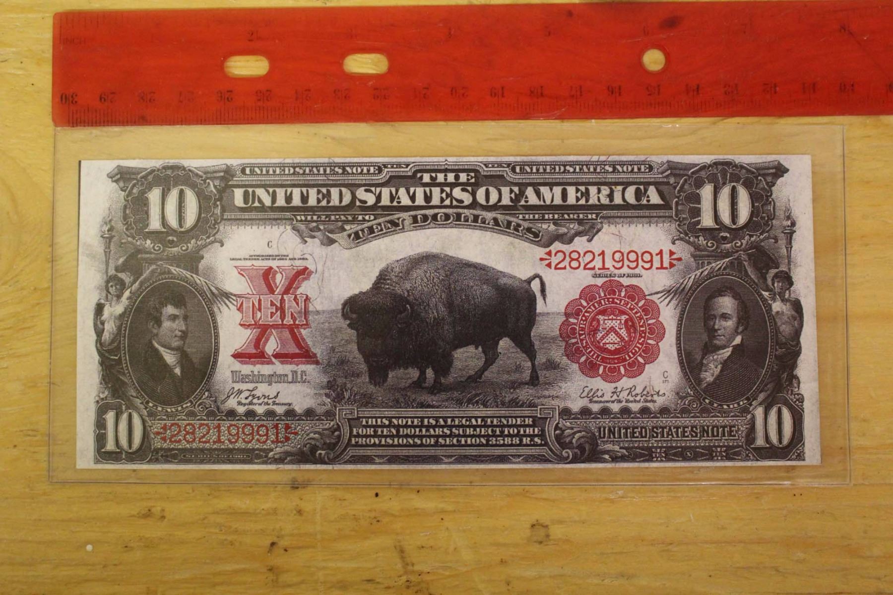 Massey-Harris 1947 Commemorative Coin w/USA Ten Dollar Bill (Copy)