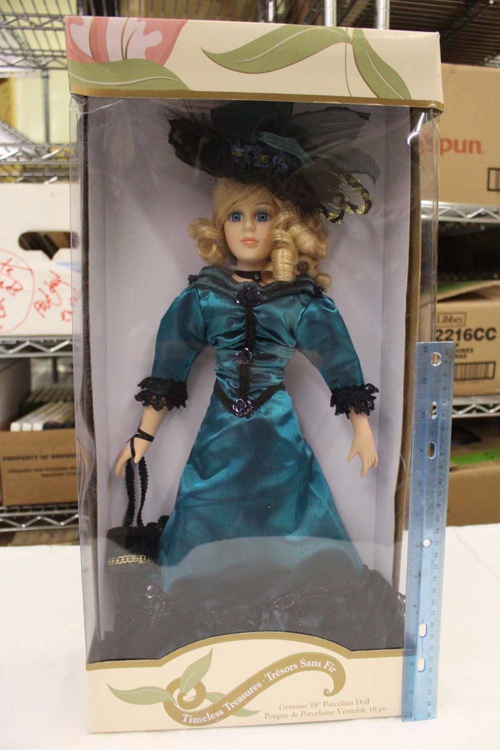 Timeless Treasures Genuine 18" Porcelain Doll w/Stand