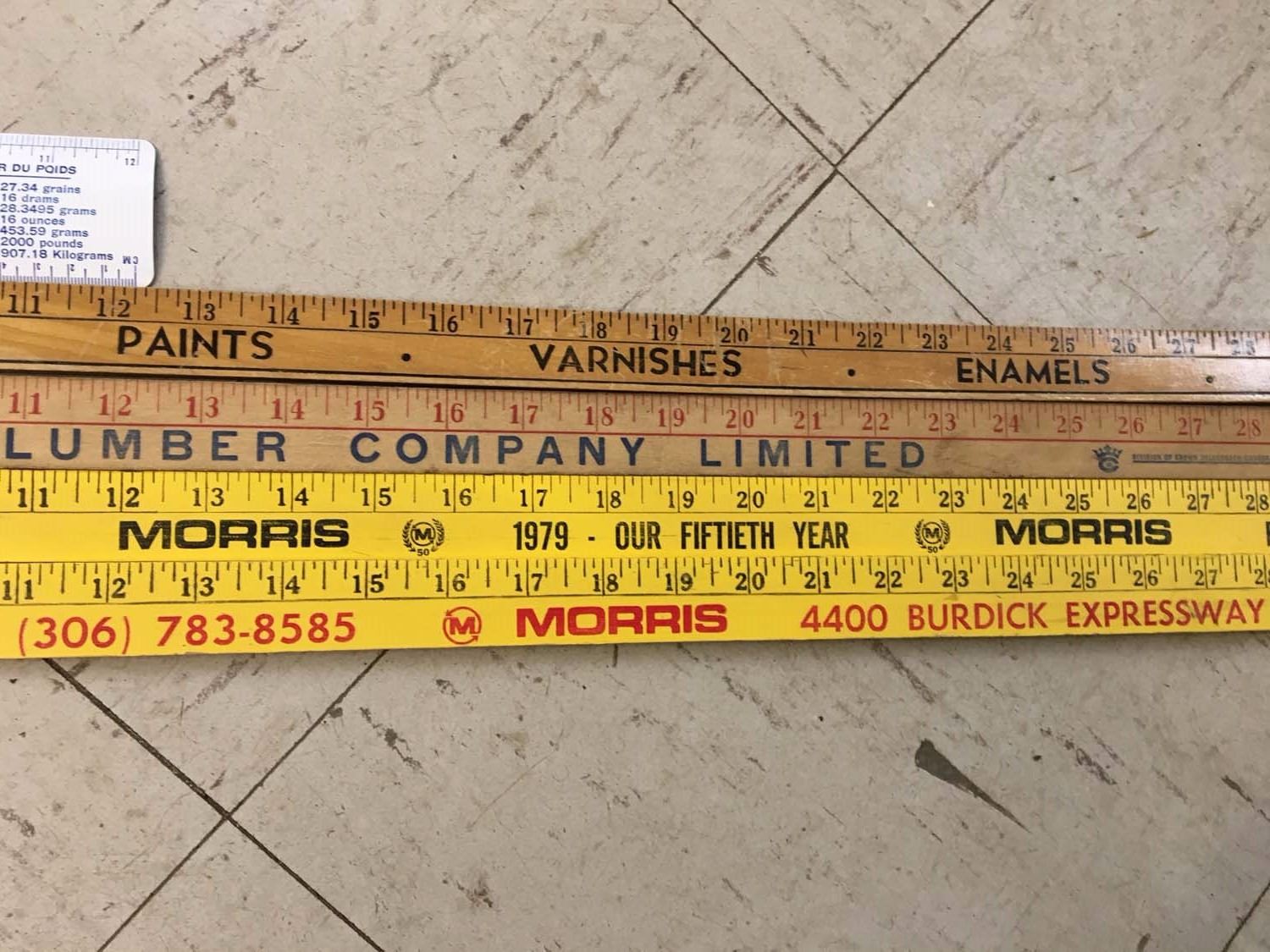 Advertising Metre Yard Stick Ruler Lot (Yorkton, Pepsi, Morris)