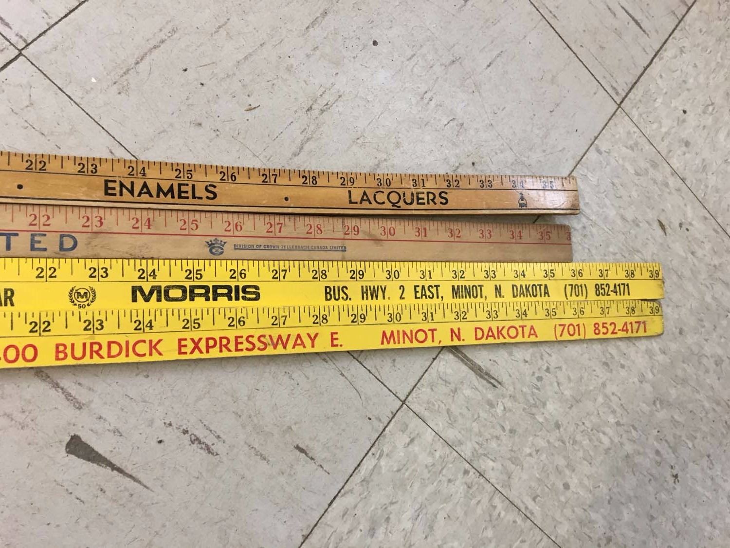 Advertising Metre Yard Stick Ruler Lot (Yorkton, Pepsi, Morris)