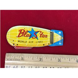 Vintage Tin Toy Whistle, Blue Star Blimp