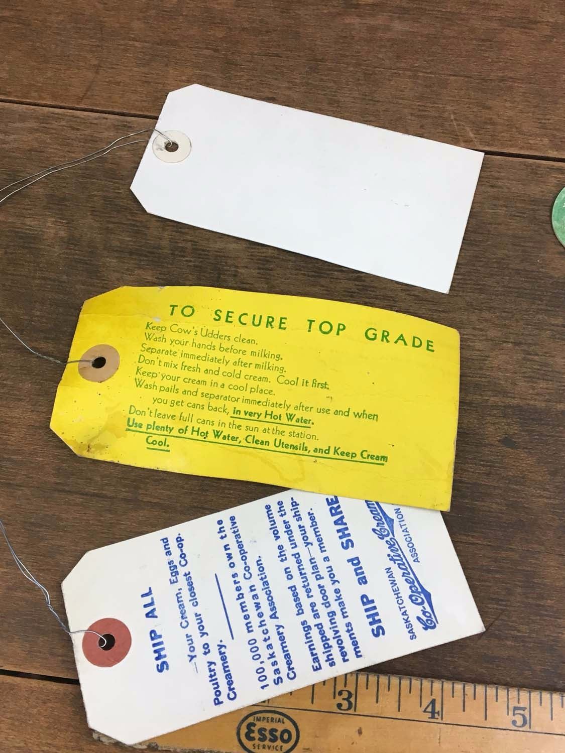 Lot Of Milkcap Cream Can Tags, Bottle Covers (Brandon, Prince Albert ...