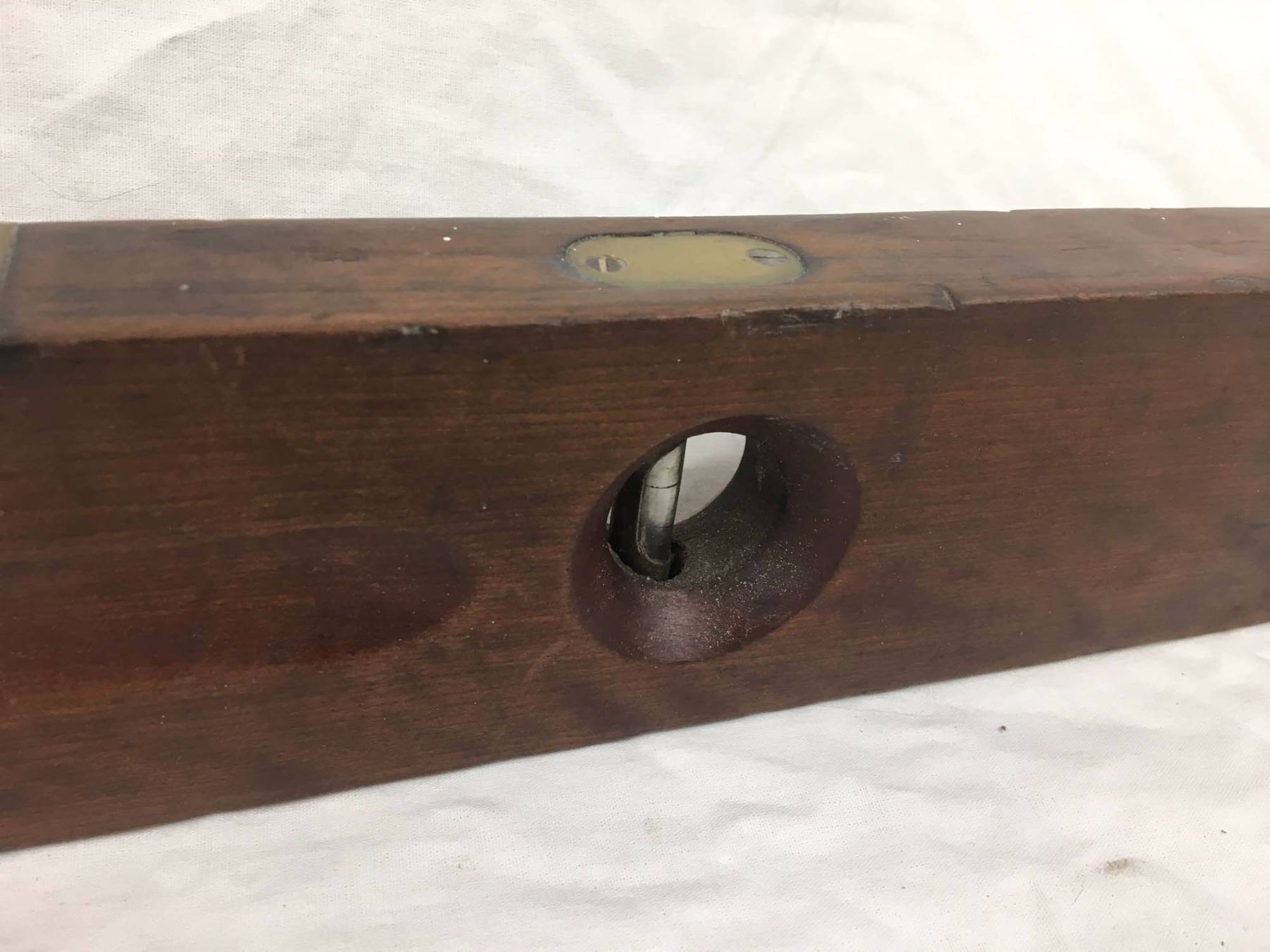 Antique Carpenters Tools (Brass & Wood Level (Stanley), Square, Plane)