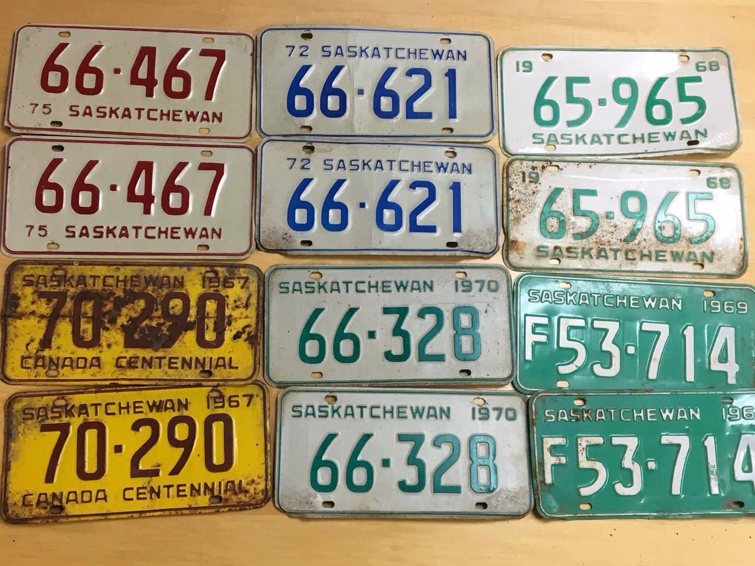 Pairs of Saskatchewan Licence Plates (6)
