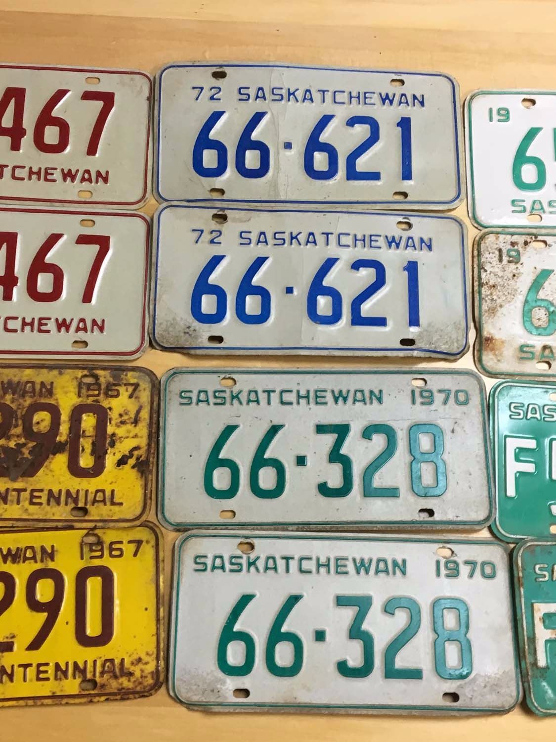 Pairs of Saskatchewan Licence Plates (6)