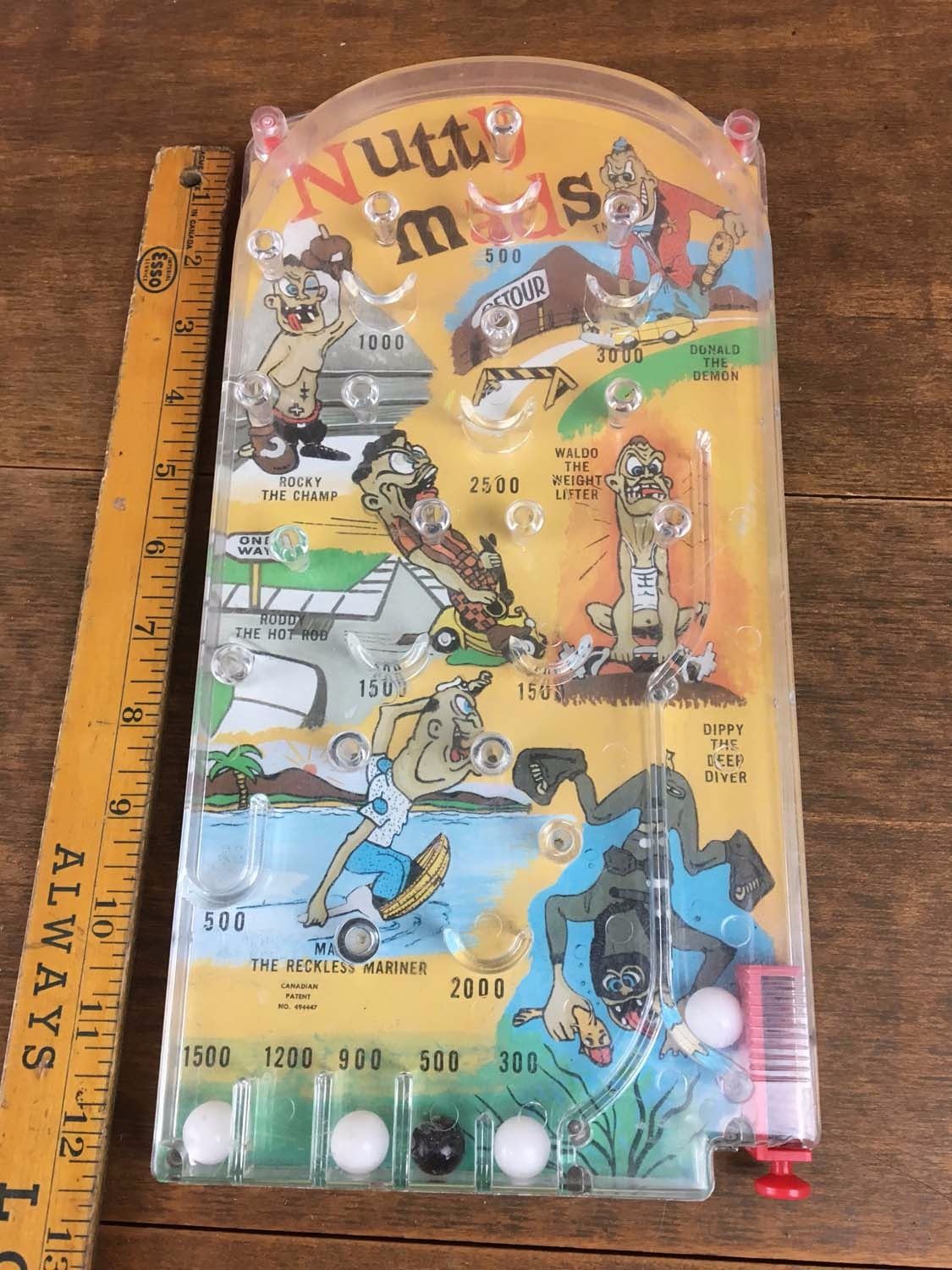 1964 Marx Nutty Mads Marble Pinball Game
