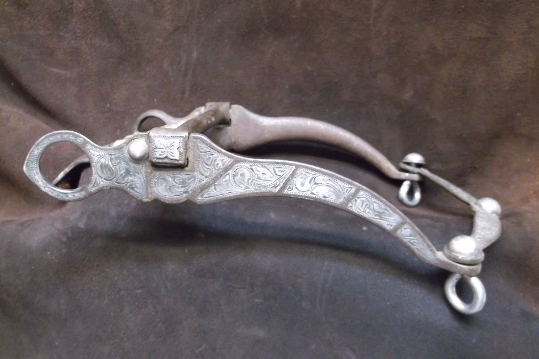 Marked GARCIA Silver Inlaid Bit- Nevada Cheek- Spade Mounth- Slobber Bar