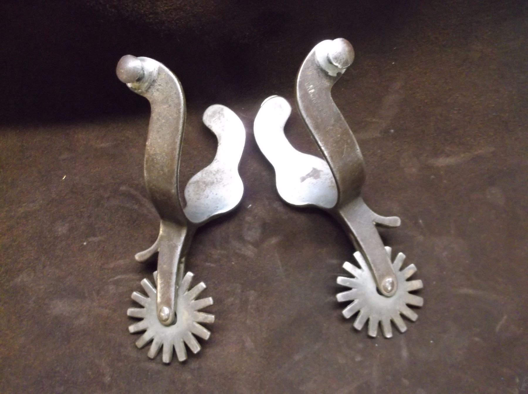 Marked Crockett Spurs- Silver Overlaid- Frontier Pattern- Chap Guards ...