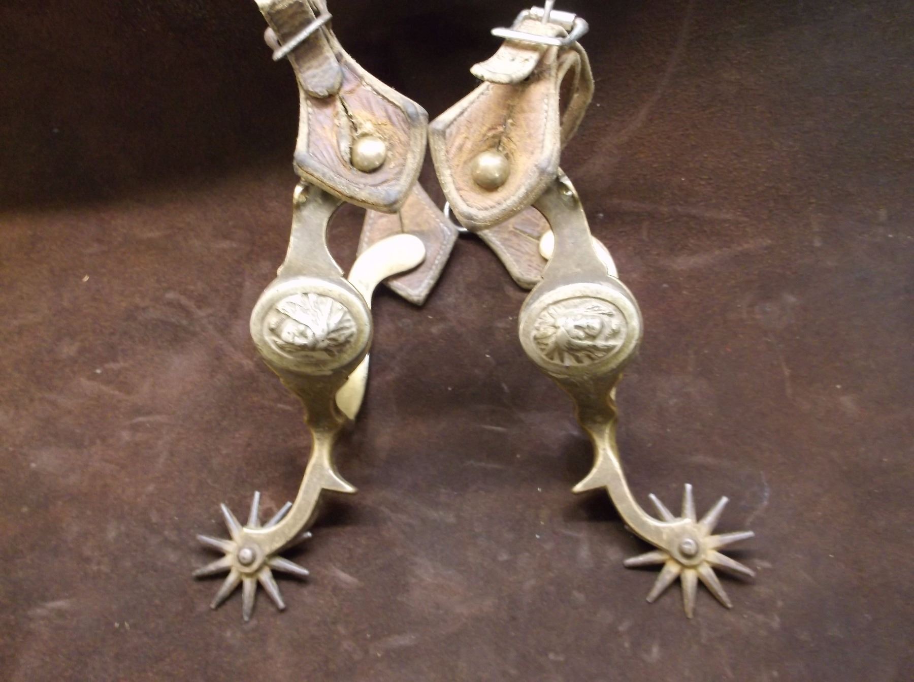 Star Marked Hercules Bronze Beurmann Spurs- Indian Heads- Drop Shank ...