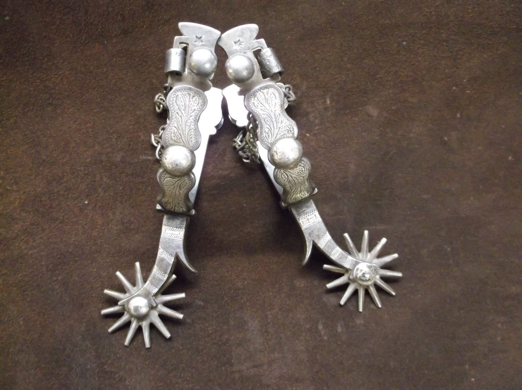 Star Marked Silver Inlaid Beurmann Spurs- Marked Forge- Peanut Pattern ...