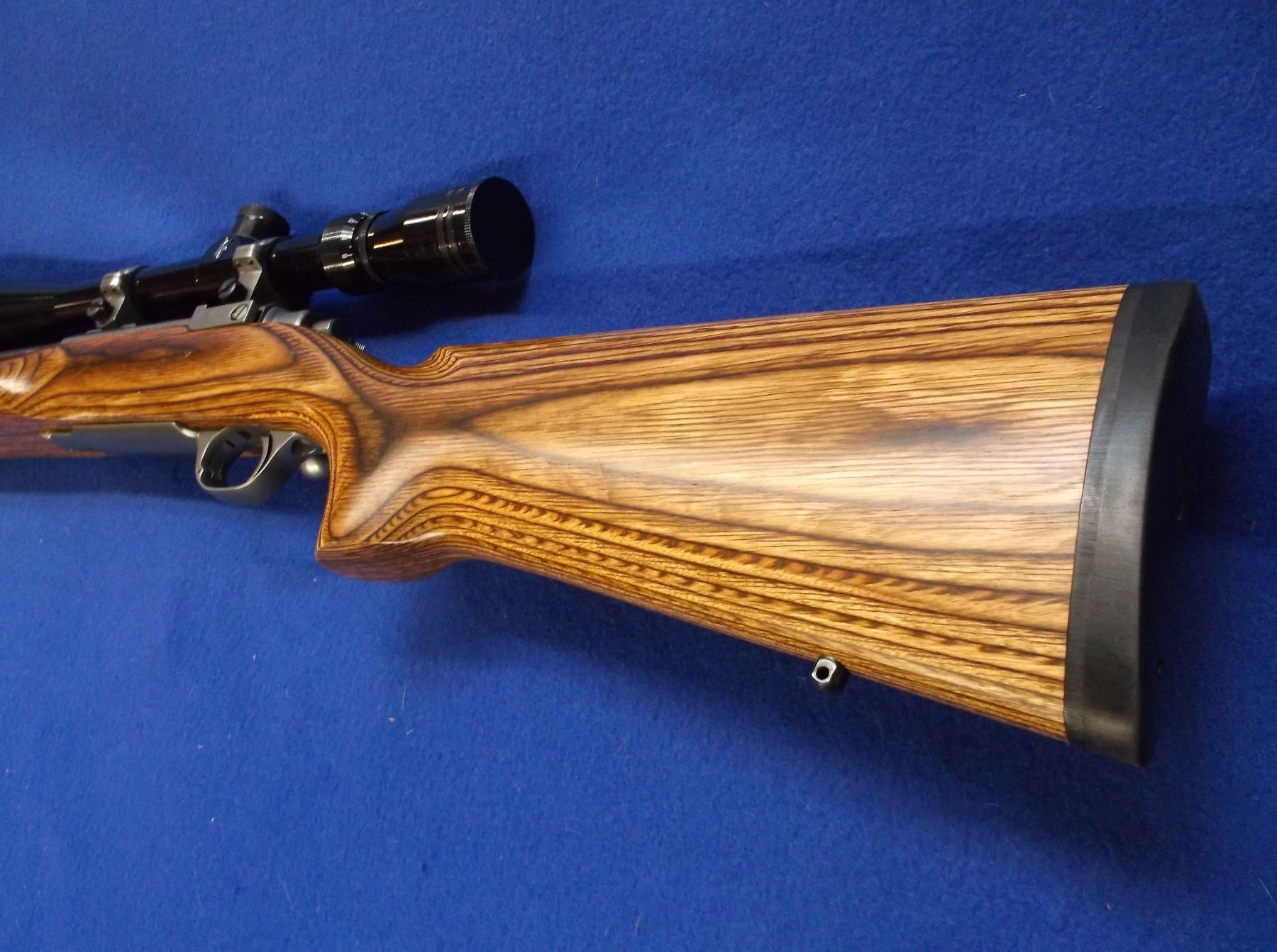 Ruger M77 Mark II Rifle- .220 Swift- Tiger Wood- Bull Barrel- Tasco ...