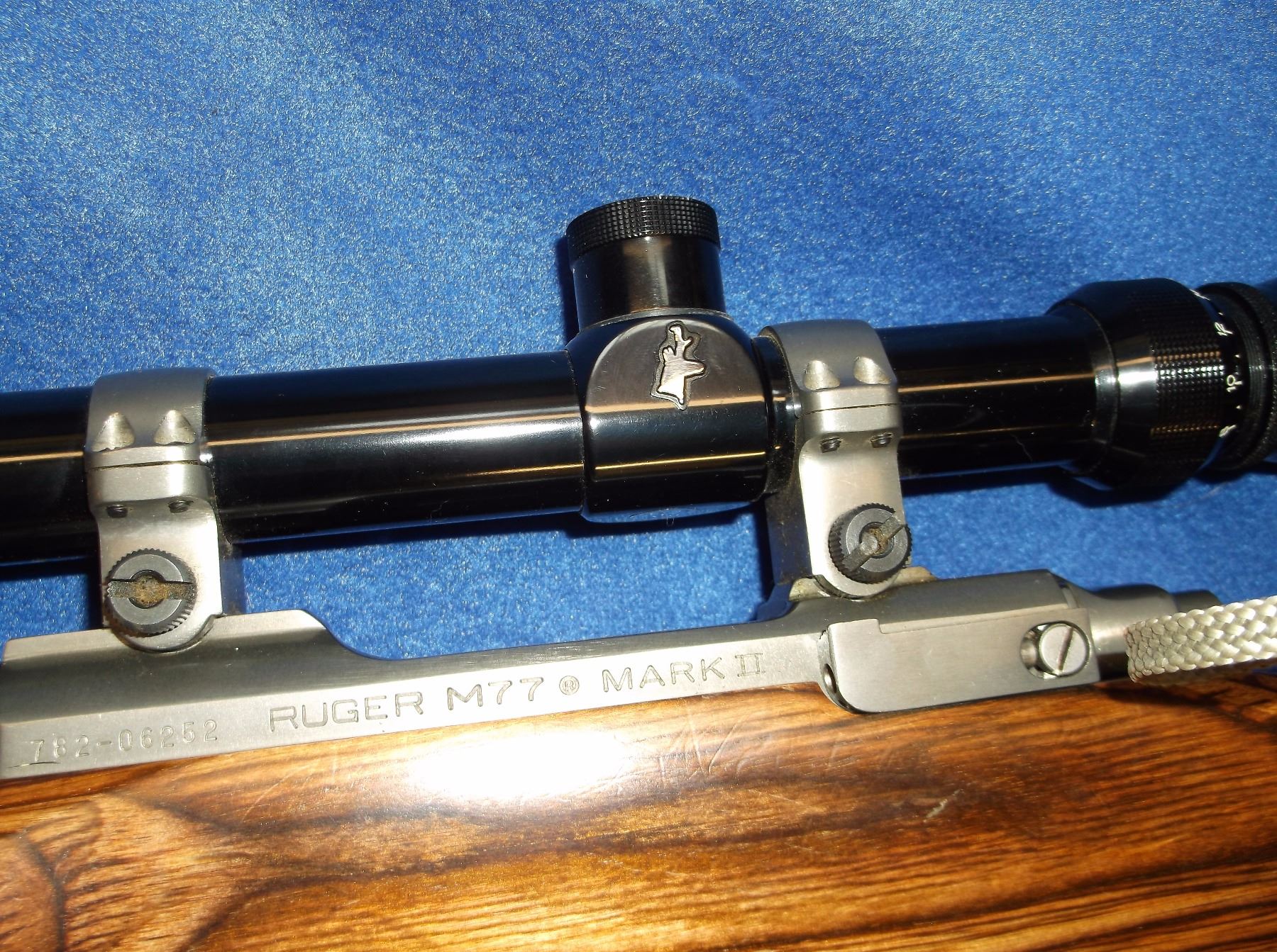 Ruger M77 Mark II Rifle- .220 Swift- Tiger Wood- Bull Barrel- Tasco ...