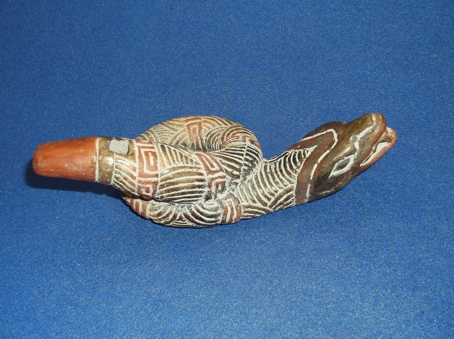 Pottery Snake Flute- 8"L