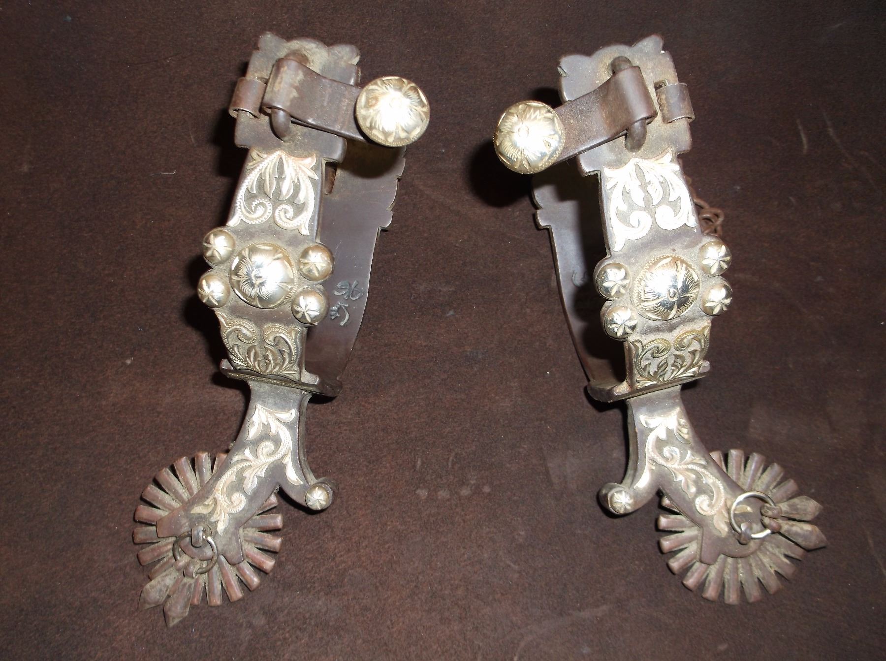 Marked Les Vogt Performax Silver Overlaid Spurs- Chap Guards- Jingle ...