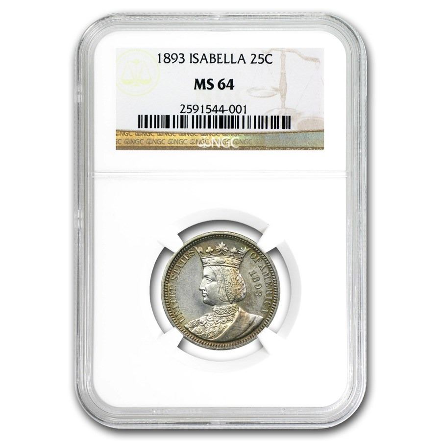 1893 Isabella Quarter Coin NGC MS64