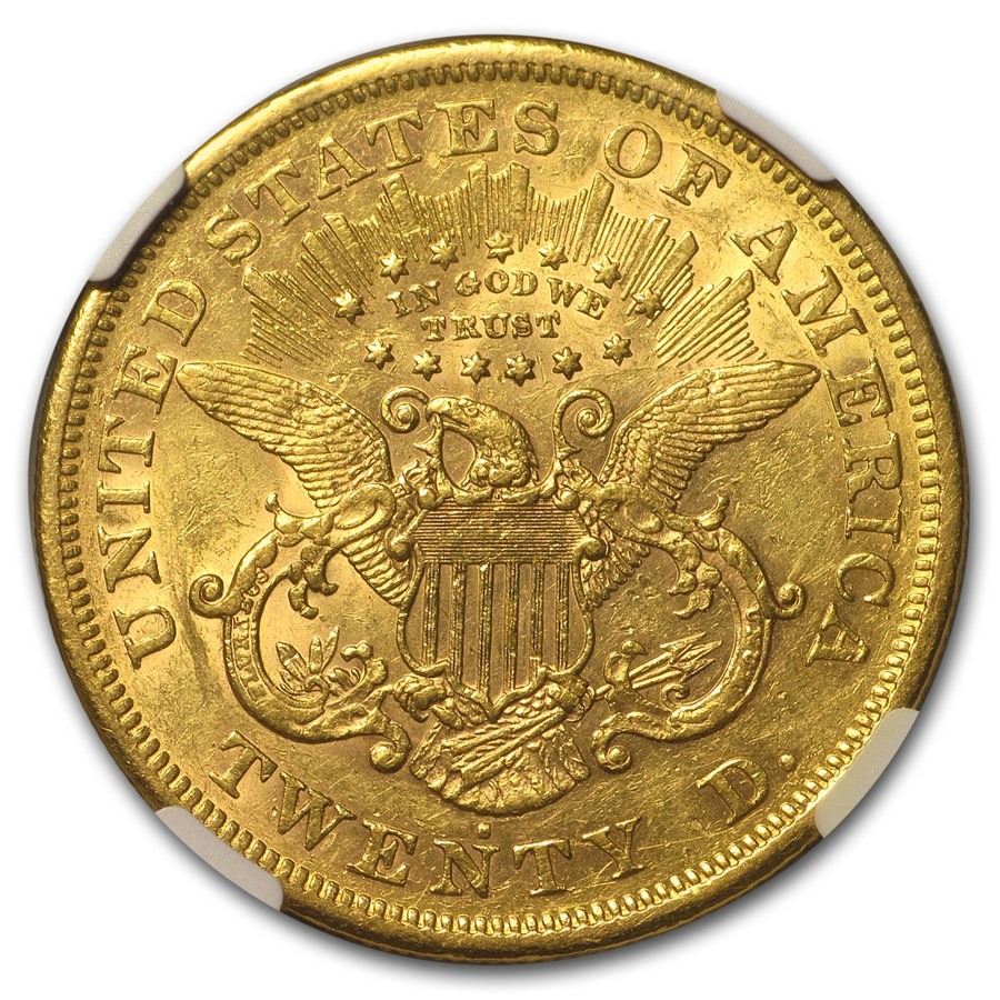 1871-S $20 Liberty Head Double Eagle Gold Coin NGC AU55