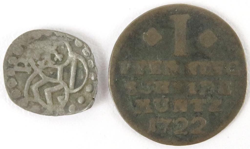 Lot of (19) German States Coins includes Medieval Bracteat, 1722 1 ...