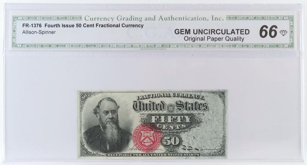 Fractional Currency: Fourth Issue 50 Cent. FR# 1376. CGA Certified GU66.