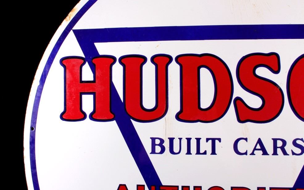RARE Original Hudson Double Sided Porcelain Sign