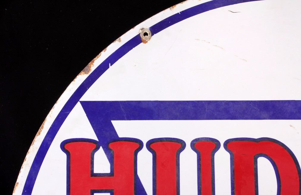 RARE Original Hudson Double Sided Porcelain Sign