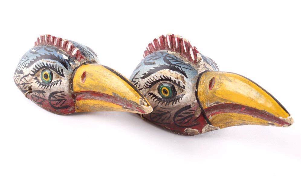 Northwest Coast Polychrome Raven Effigy Carvings