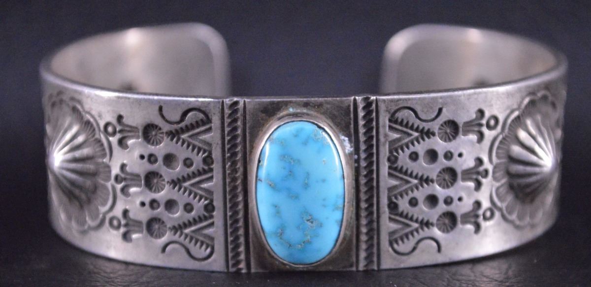 NAVAJO SILVER BRACELET BY EDISON SANDY SMITH