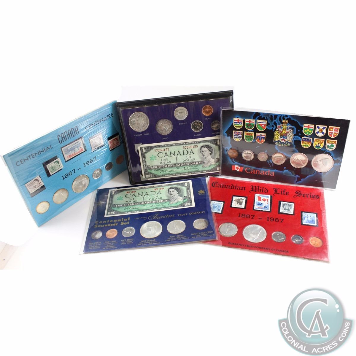 Estate lot of 1867-1967 Canada Centennial 6-coin year sets in various ...